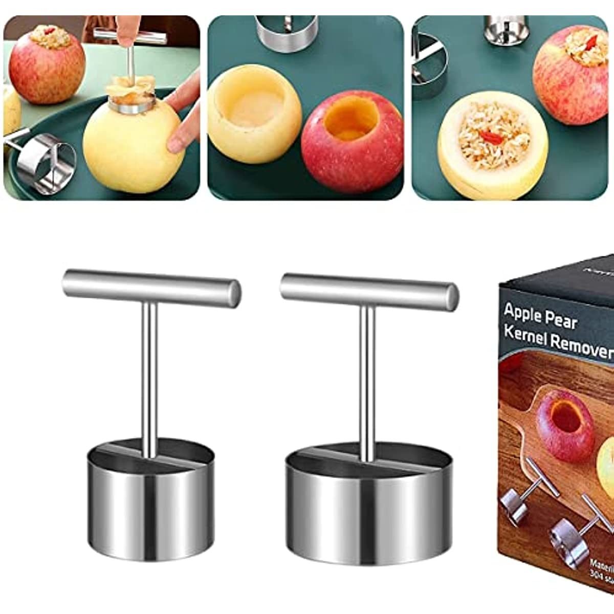 2pcs Apple Corer Tool 304 Stainless Steel Multifunction Apple Pear Core ...