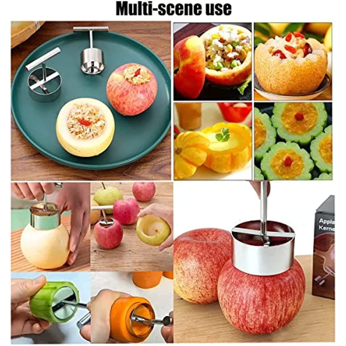 2pcs Apple Corer Tool 304 Stainless Steel Multifunction Apple Pear Core Separat