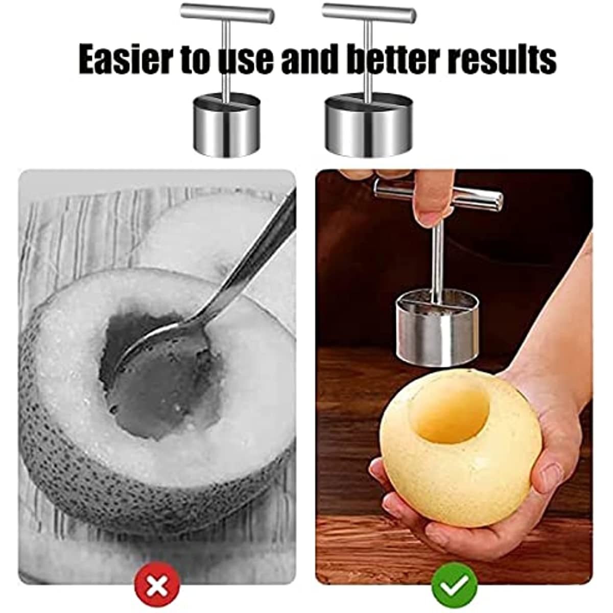 2pcs Apple Corer Tool 304 Stainless Steel Multifunction Apple Pear Core Separat
